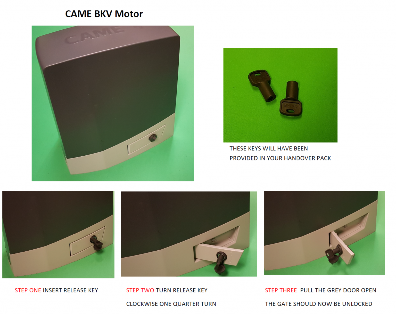 Manual release procedure for Came BKV sliding gate operators - Climate ...