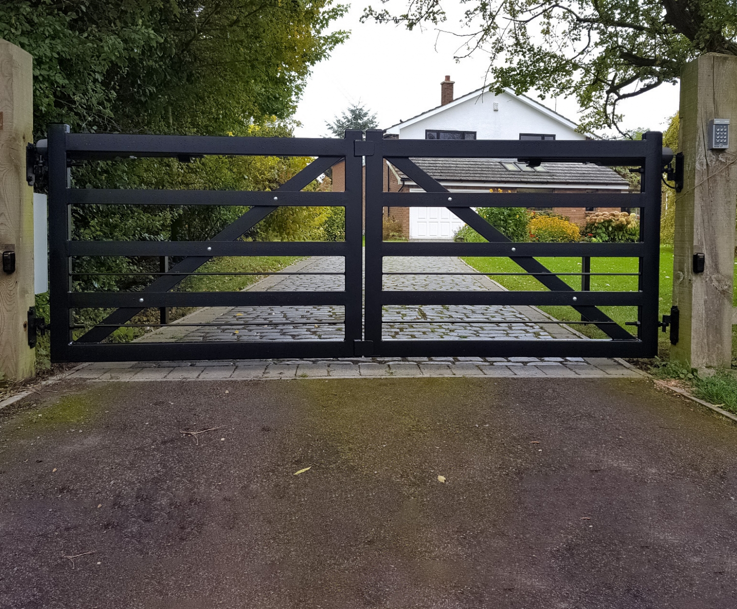 Steel Five Bar Automatic Gates - October 2017 Cambridgeshire