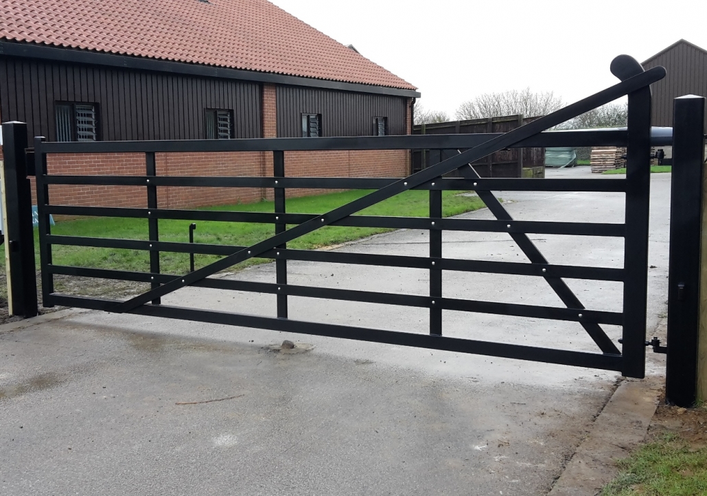 Six Bar Raised Helve Steel Automatic Gate - January 2016 Lavenham Suffolk